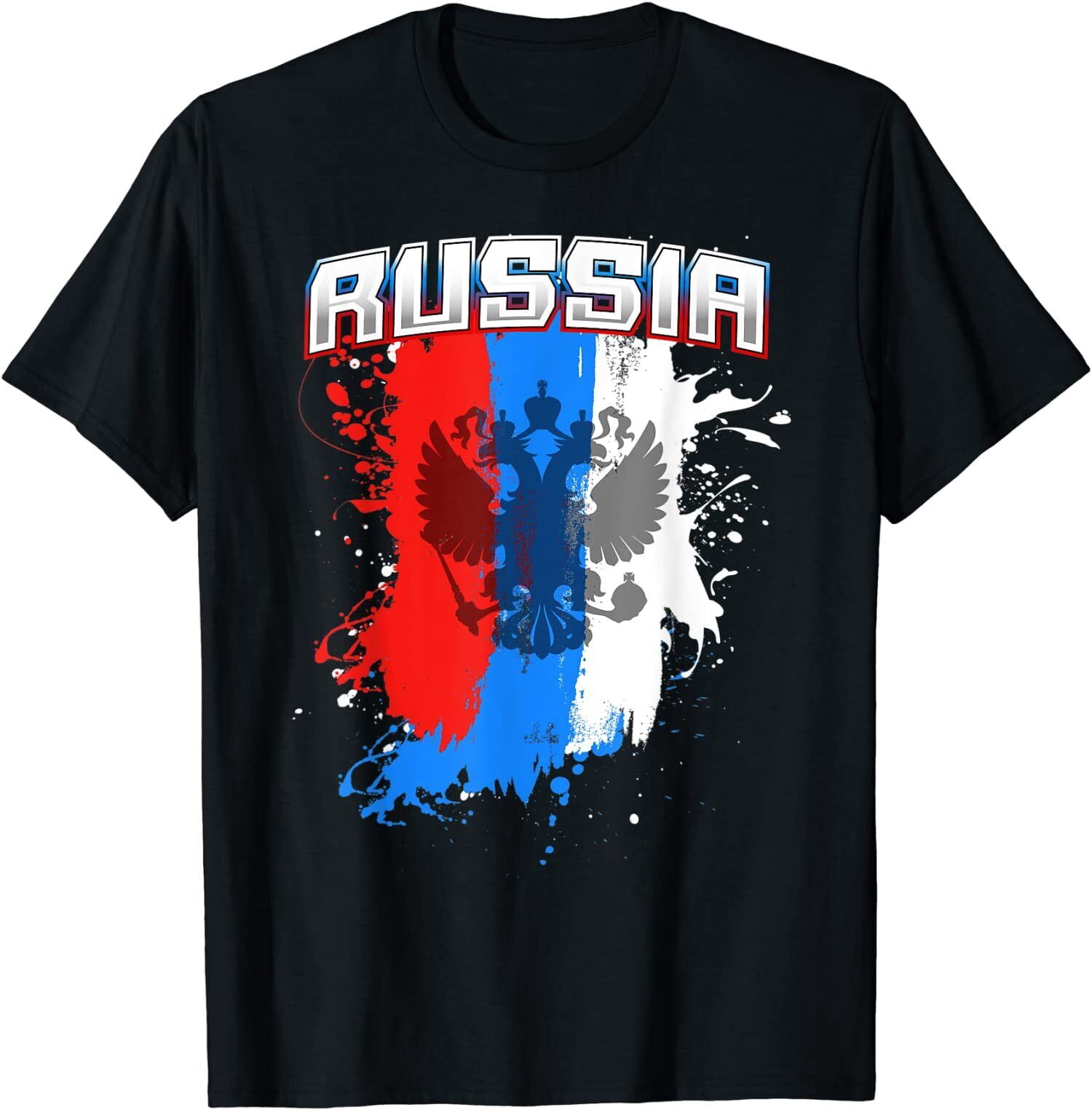 New Limited Splash Design Russian Flag, Team Russia Eagle T-Shirt ...