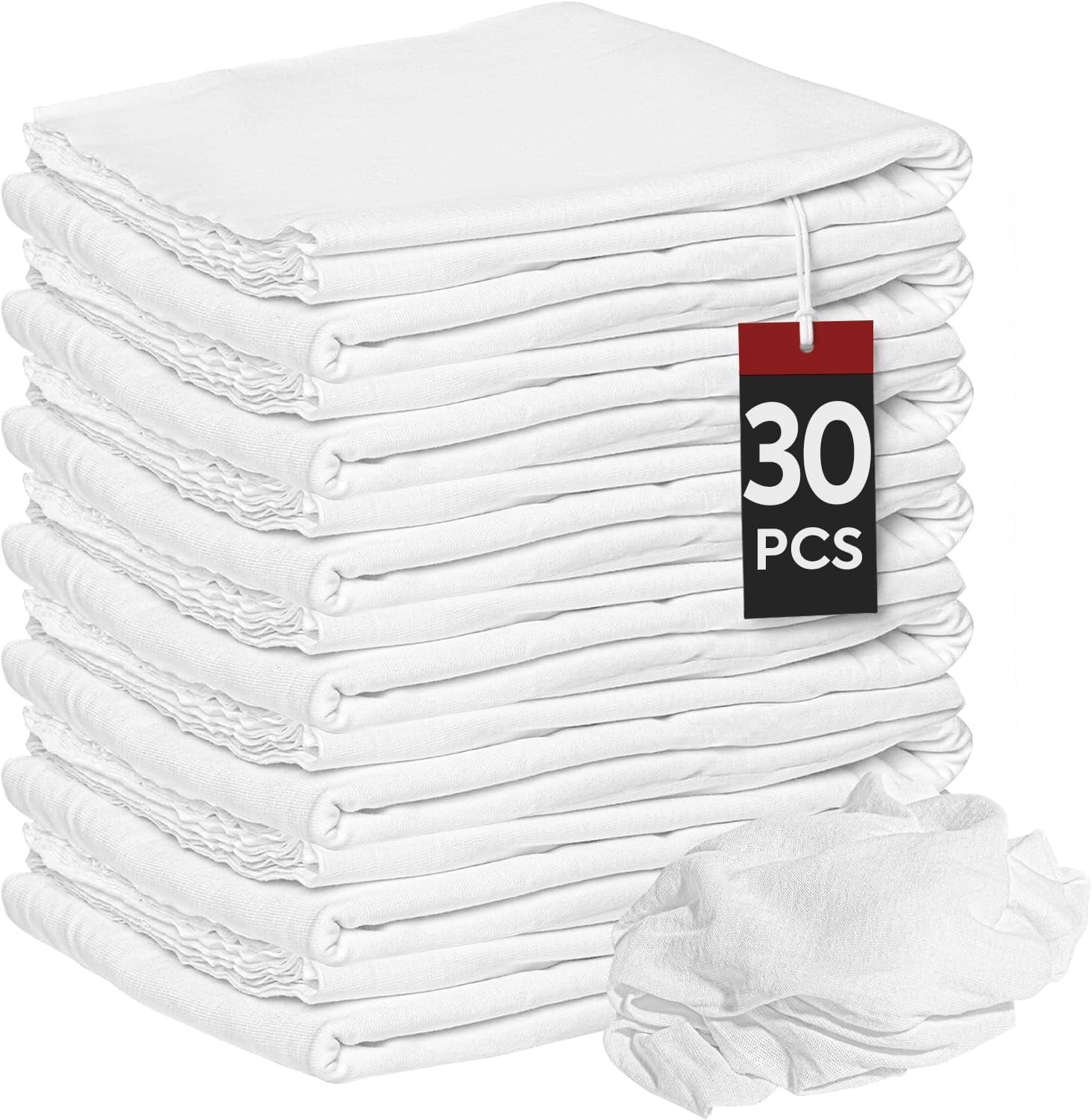 New Lint Free Cloth (30 Pack) - 100% Cotton Cleaning Rags Exact Cut ...