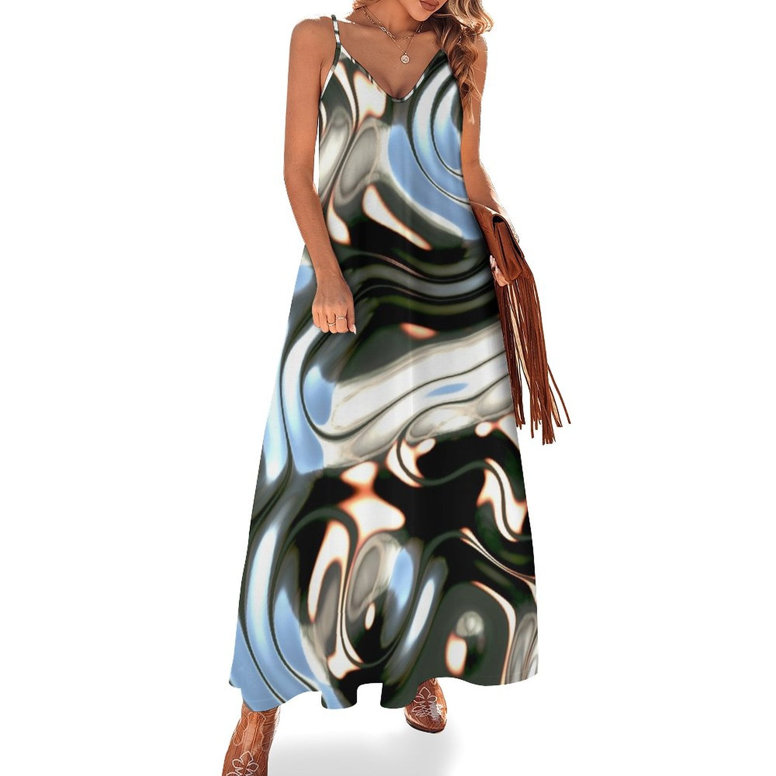 New Liquid Flow (Futuristic rative Pattern - Liquid Metal) Sleeveless ...