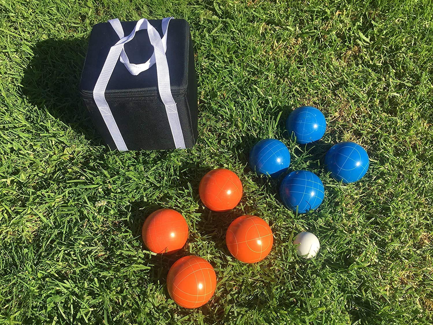 New Listing - (15 of 28) Unique Bocce Sets - 107mm with Orange and Blue ...