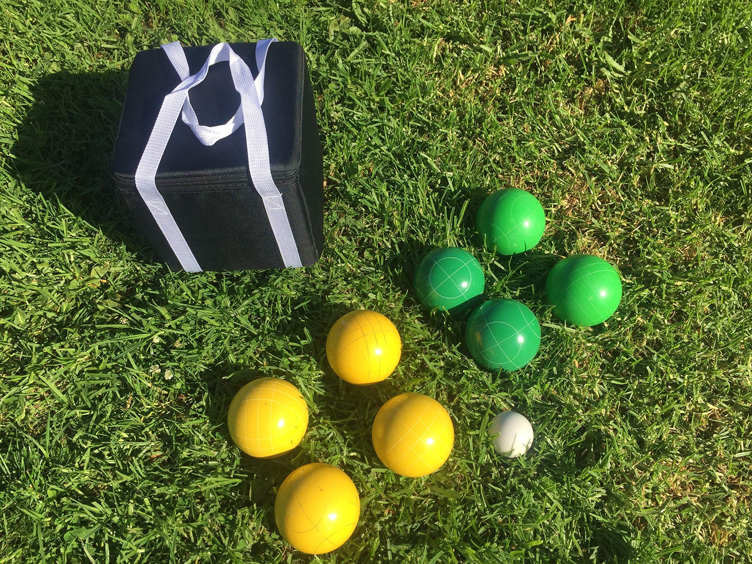 New Listing - (3 of 28) Unique Bocce Sets - 107mm with Green and Yellow ...