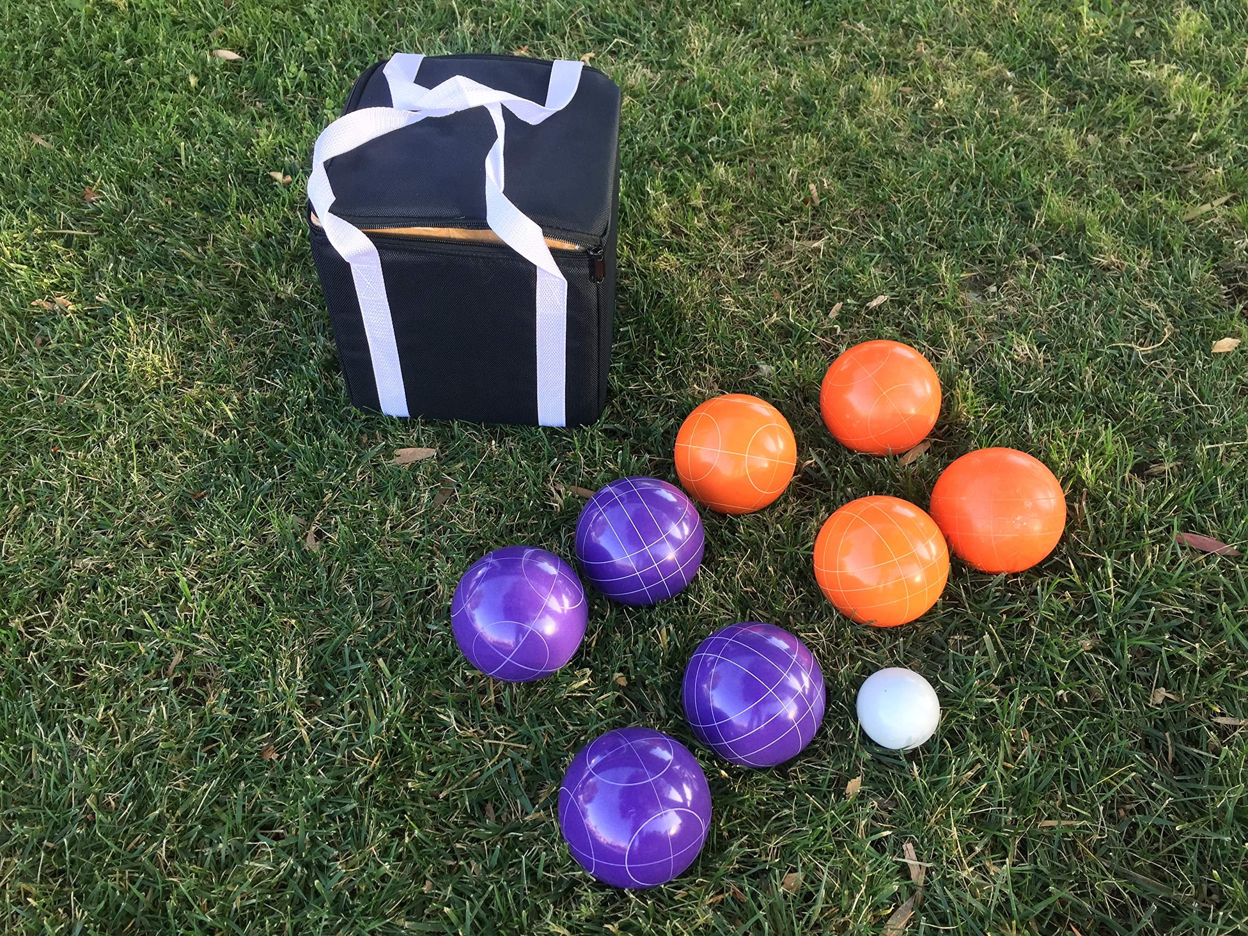 BuyBocceBalls, Bocce Sets, 107mm, Purple & Orange Balls with Black Bag ...