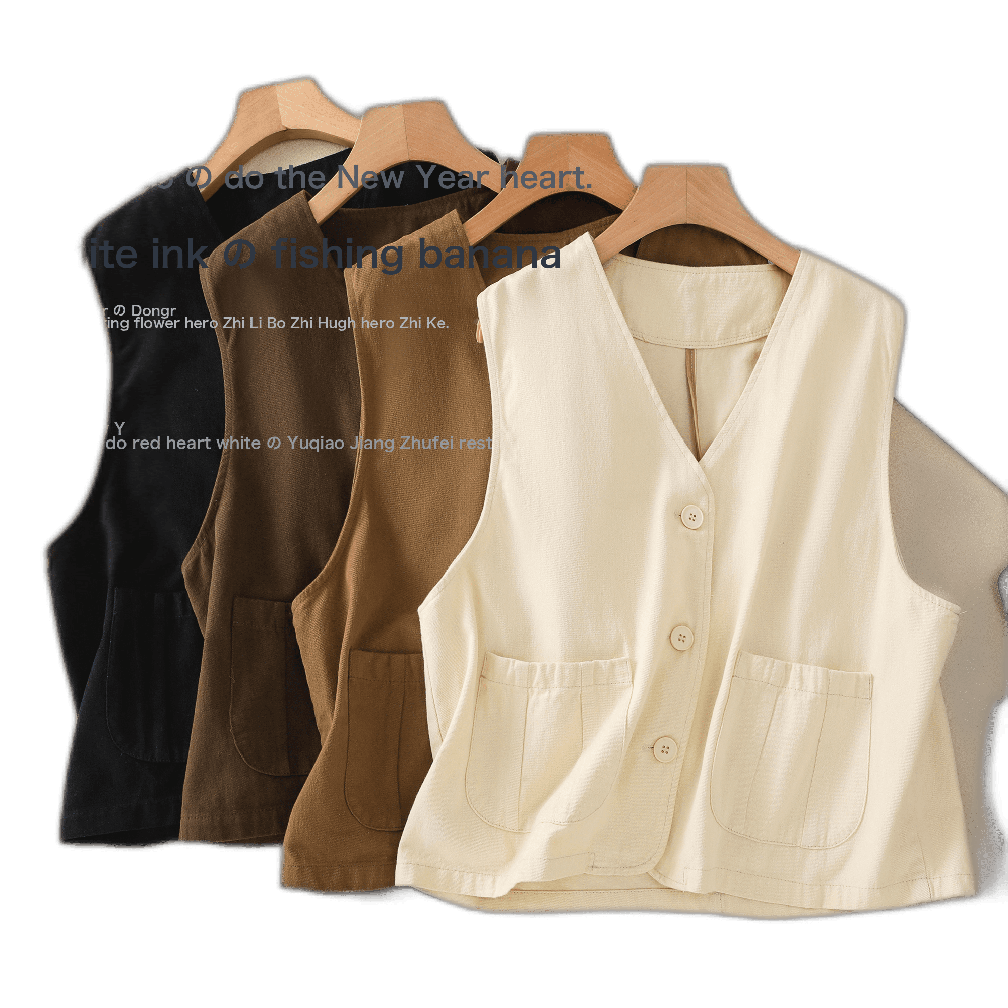 New Literary Retro Simple V-Neck Double-Sided Combed Cotton Vest Large ...