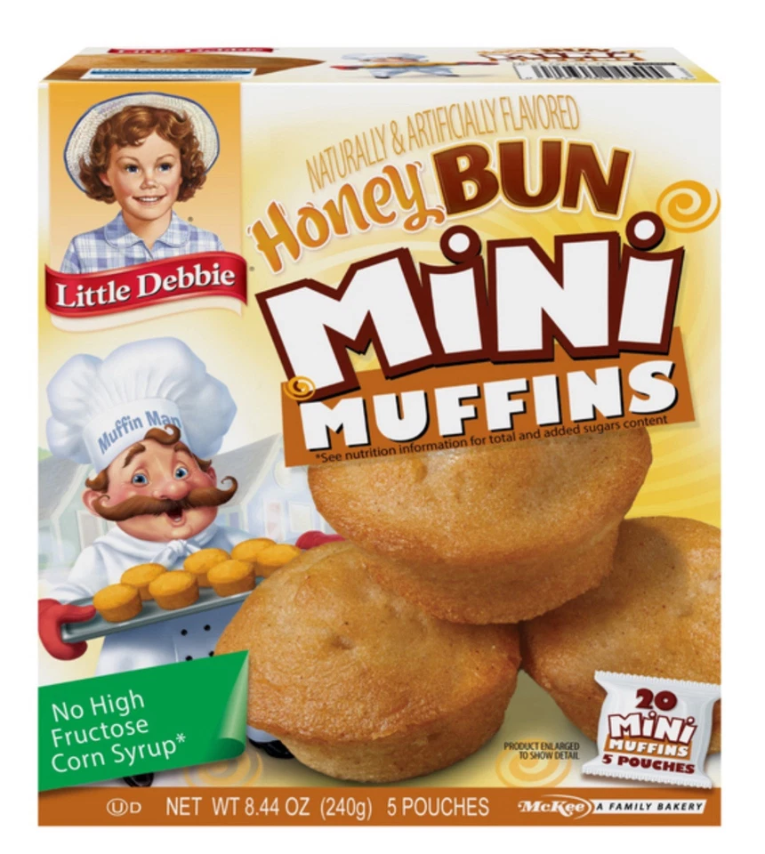 ?? New Little Debbie Mini Muffins Honey Bun Glazed Sweet Snack Pastries ...