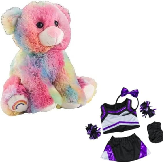 New Long Hair Teddy Bear 8-inch Plush Toy in Purple & Black Cheerleader ...