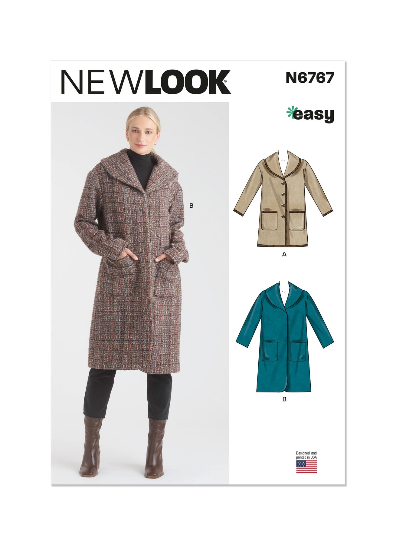 New Look Sewing Pattern 6767 - Misses' Coats, Size: A (XS-S-M-L-XL ...