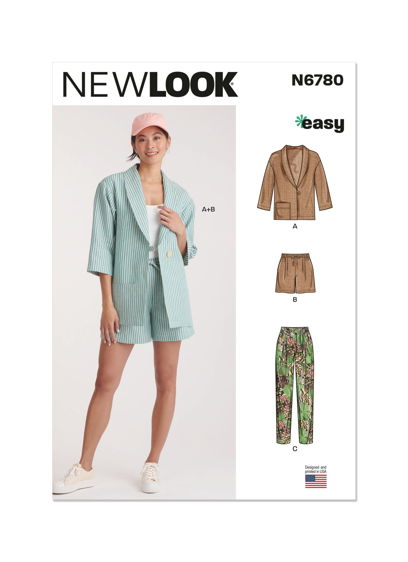 New Look Sewing Pattern 6780 - Misses' Jacket, Shorts and Pants, Size ...