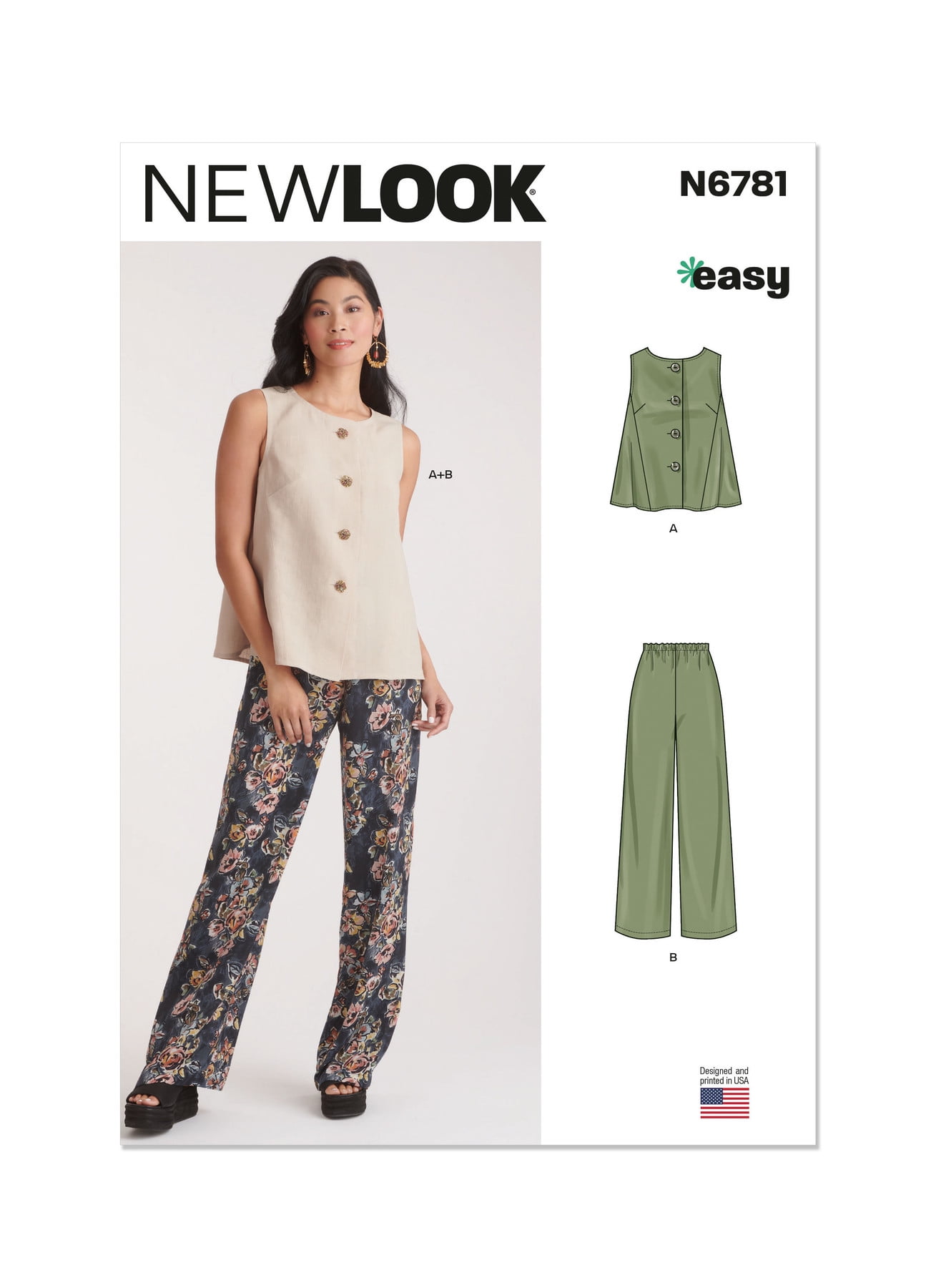 New Look Sewing Pattern 6781 - Misses' Top and Pants, Size: A (10-22 ...