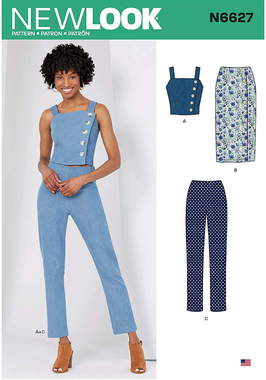 New Look Sewing Pattern N6627 Misses Top, Skirt, and Pants, Various ...