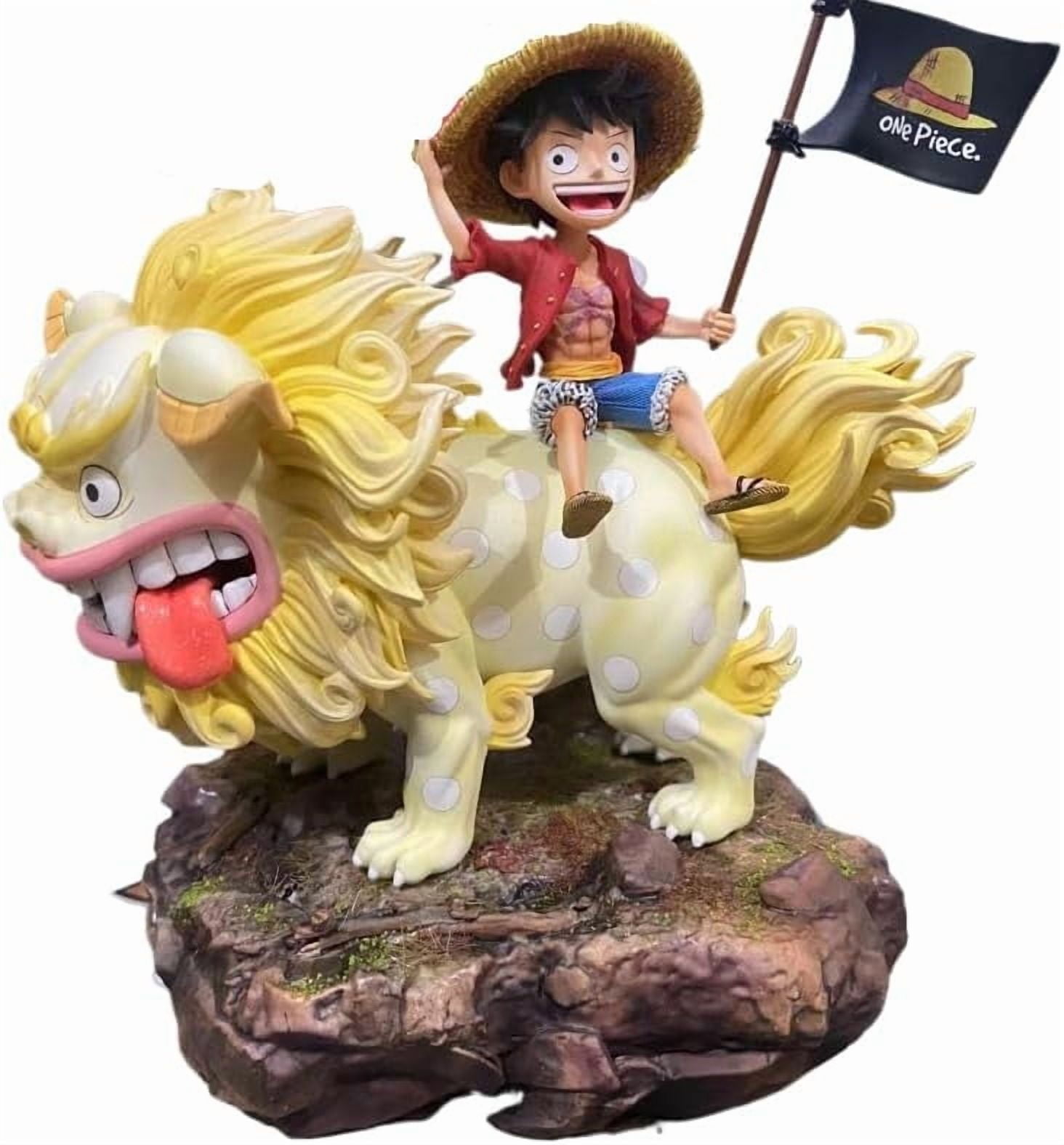 New Luffy Figure Riding A Lion Cute Monkey D. Luffy Anime Figures 16cm ...