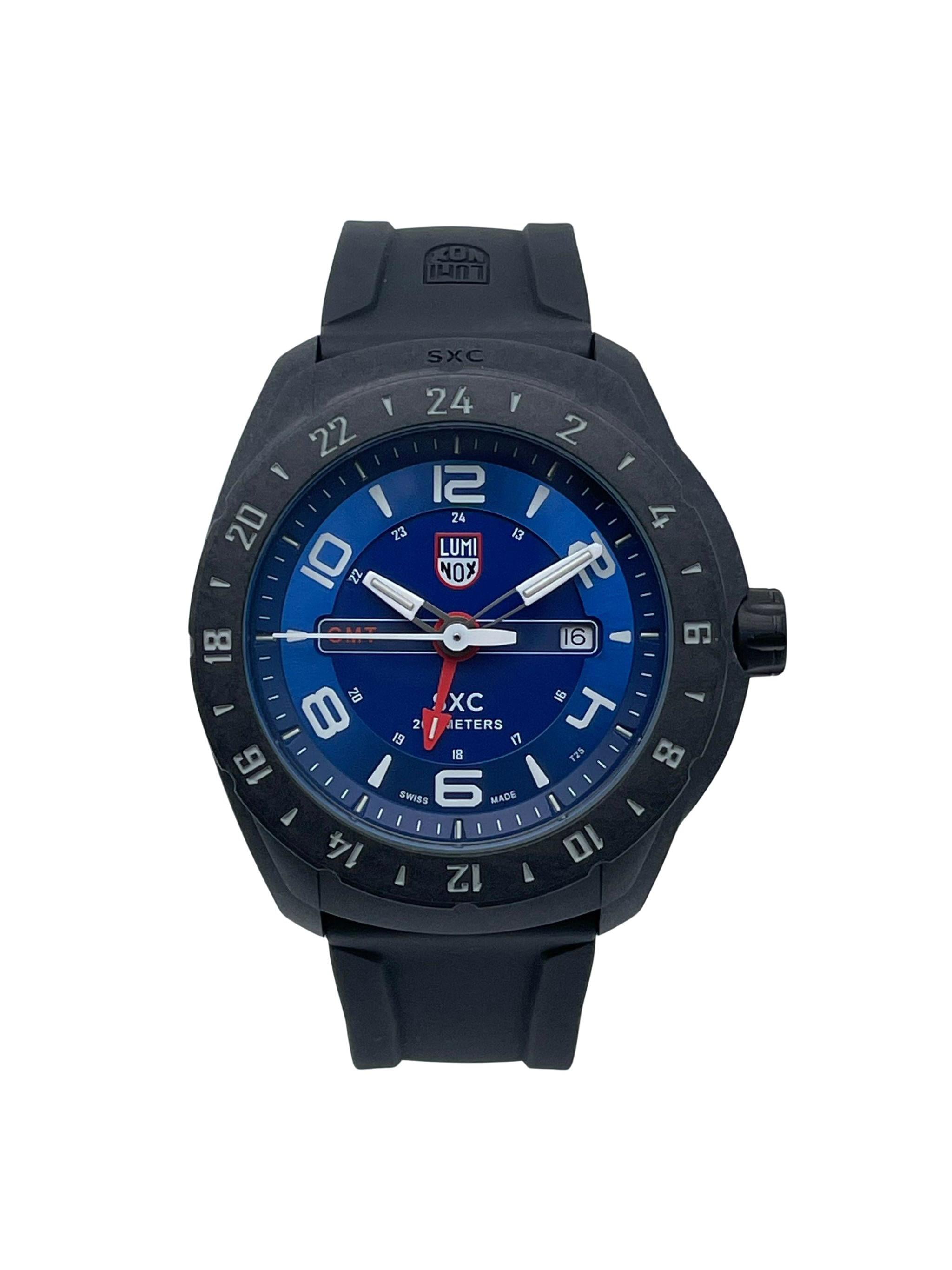 New Luminox SXC Aerospace GMT 46mm Carbon Blue Dial Mens Quartz Watch ...
