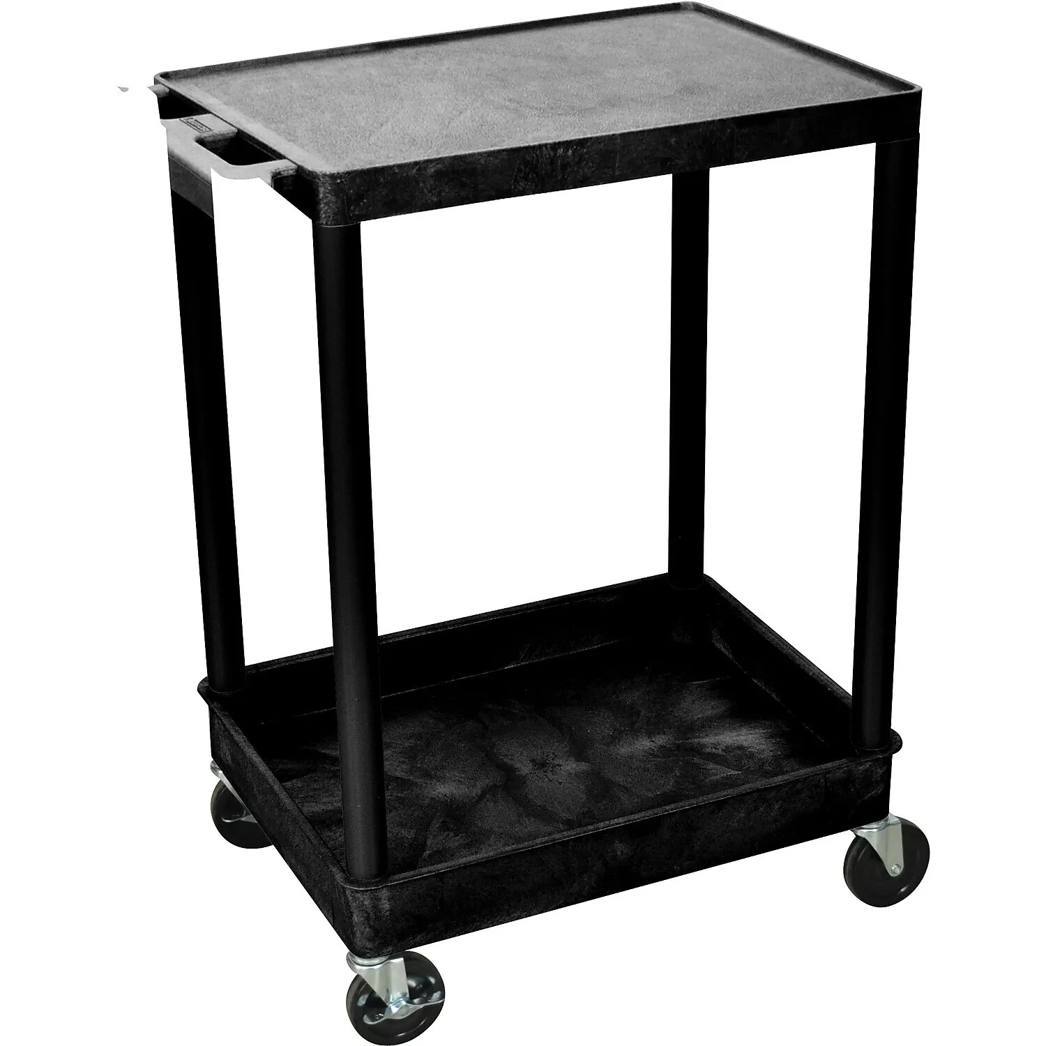 New Luxor STC Series 2 Shelves Flat Top & Tub Bottom Shelf Cart Black STC21-B - Walmart.com