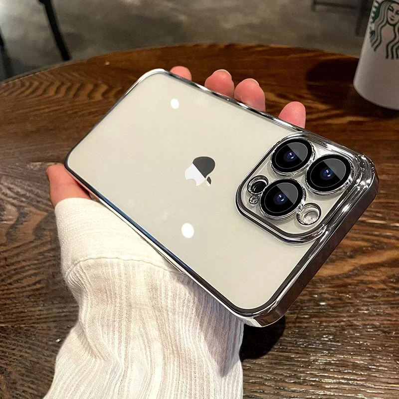 New Luxury Plating Clear Phone Case For iPhone 15 14 13 11 12 Pro Max ...