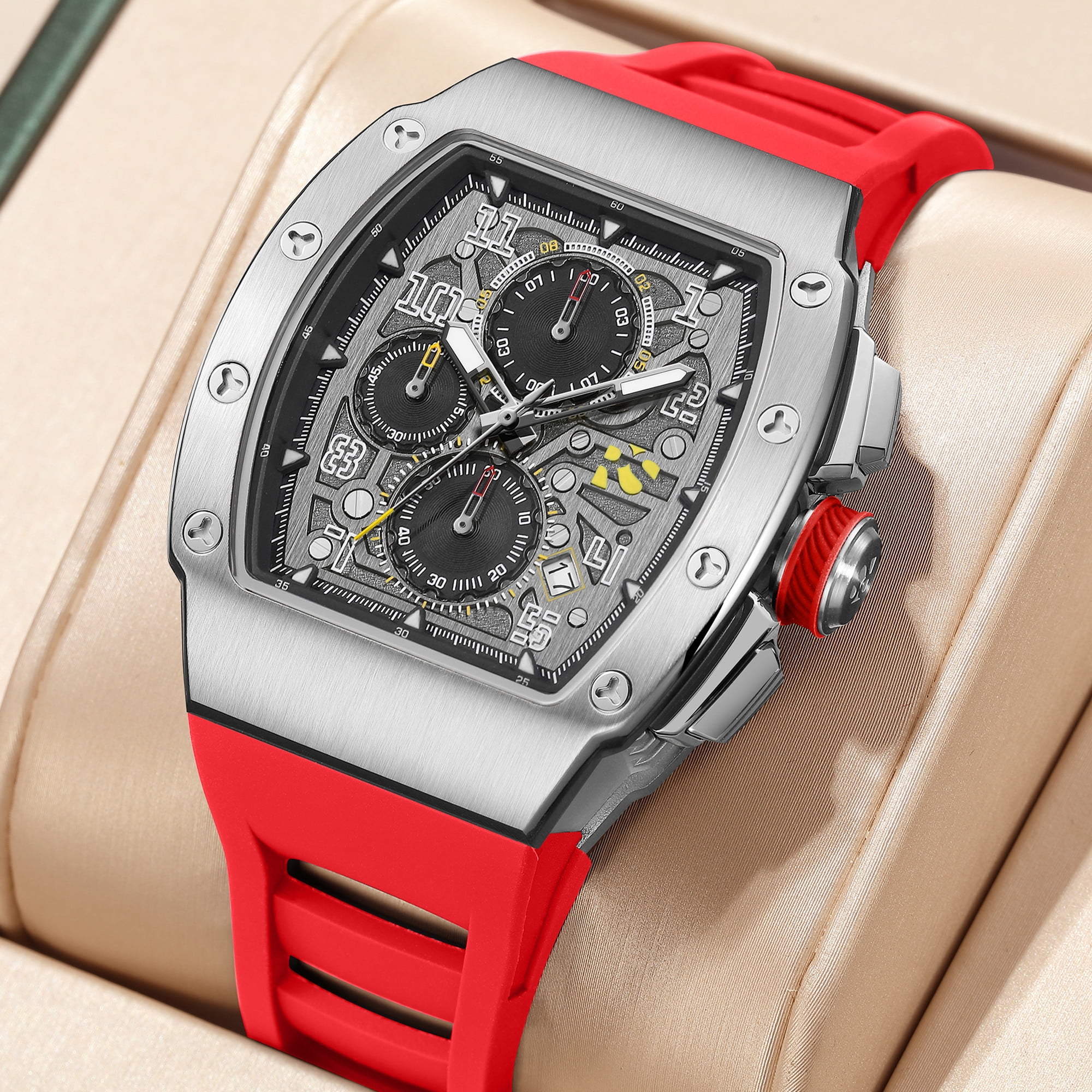 New Luxury Quartz Sport Men Watch Large Dial Steel Case Business Clock ...