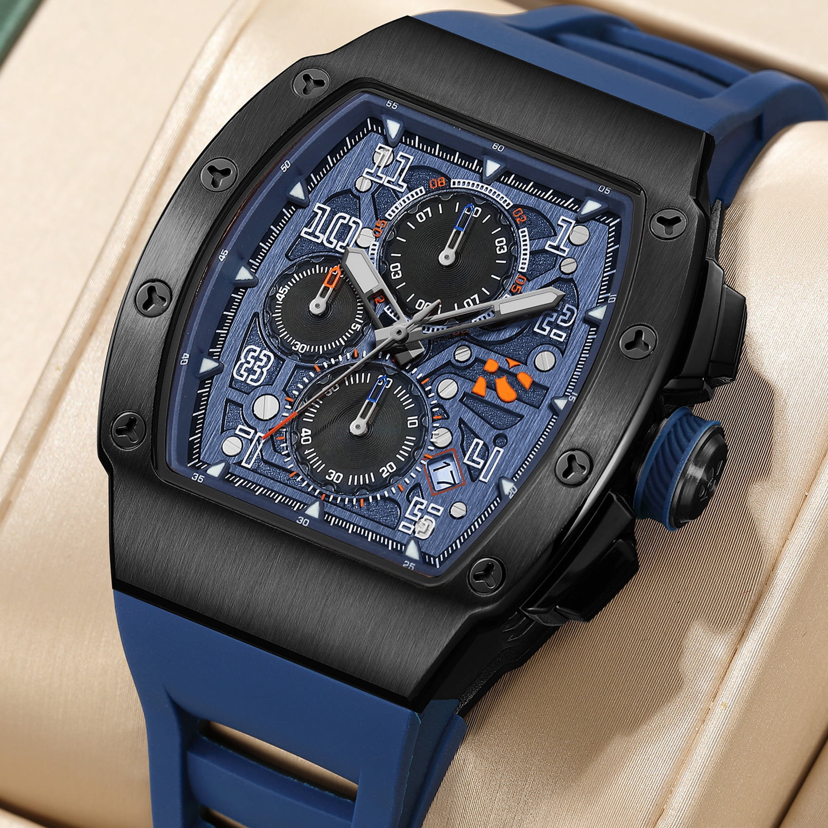 New Luxury Quartz Sport Men Watch Large Dial Steel Case Business Clock ...