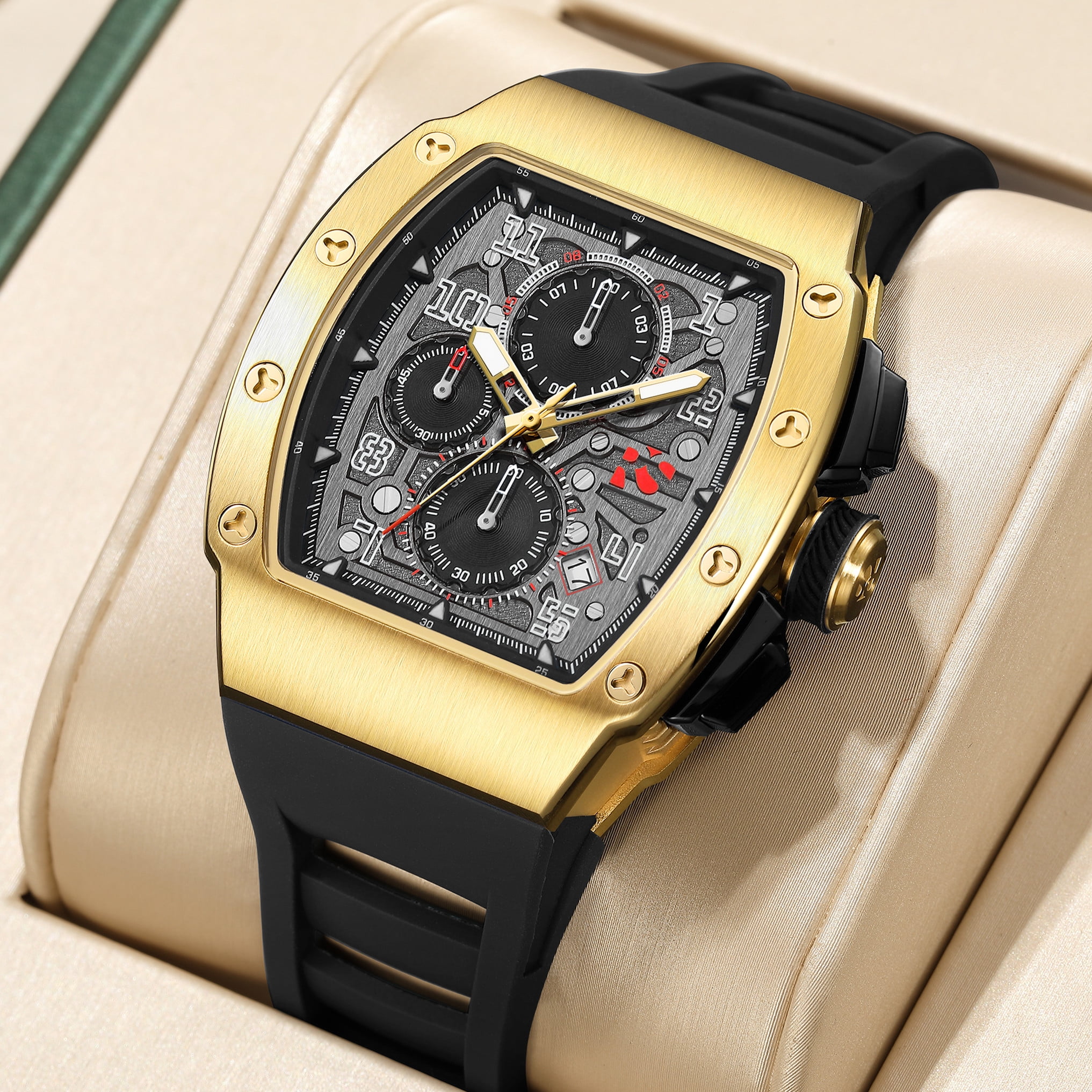 New Luxury Quartz Sport Men Watch Large Dial Steel Case Business Clock ...