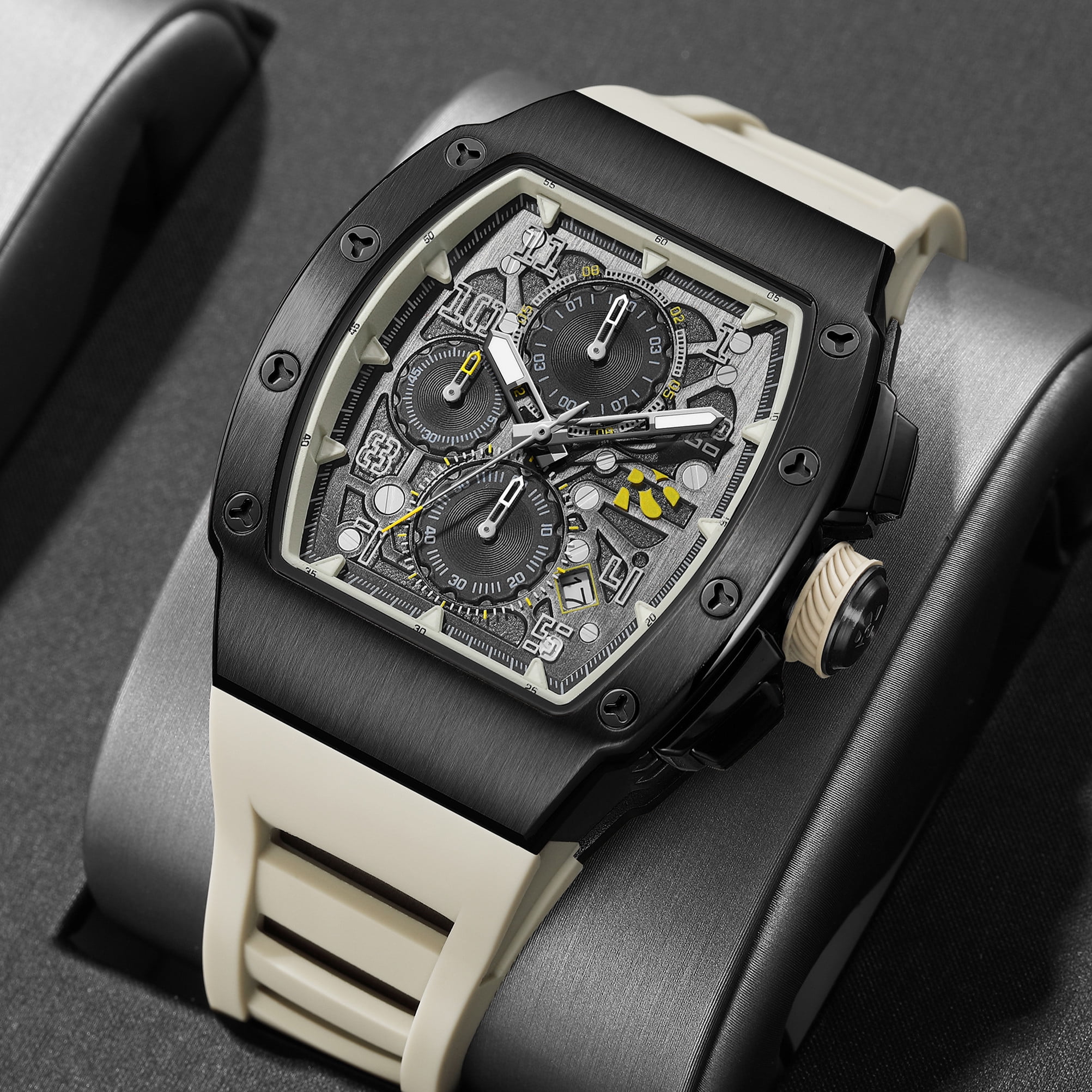 New Luxury Quartz Sport Men Watch Large Dial Steel Case Business Clock ...