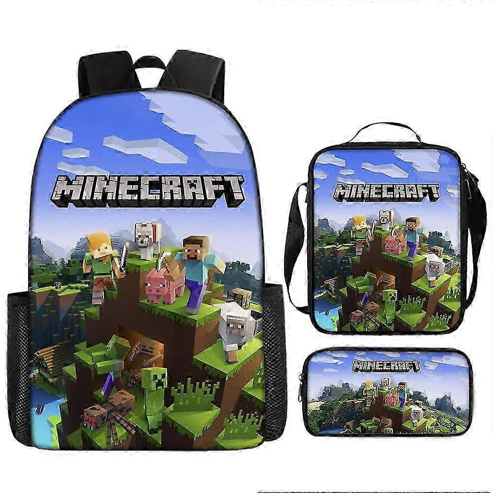 New MINECRAFT schoolbag,Minecraft game peripheral backpack three-piece ...
