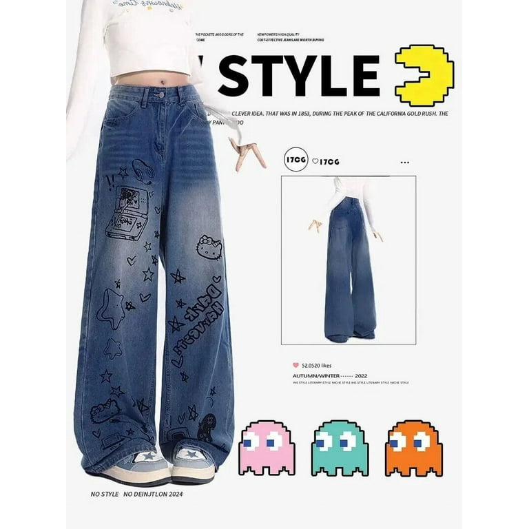 New MINISO Sanrio y2k Hello Kitty Cartoon Jeans Kawaii New MINISO Sanrio y2k Hello Kitty Cartoon Jeans Kawaii