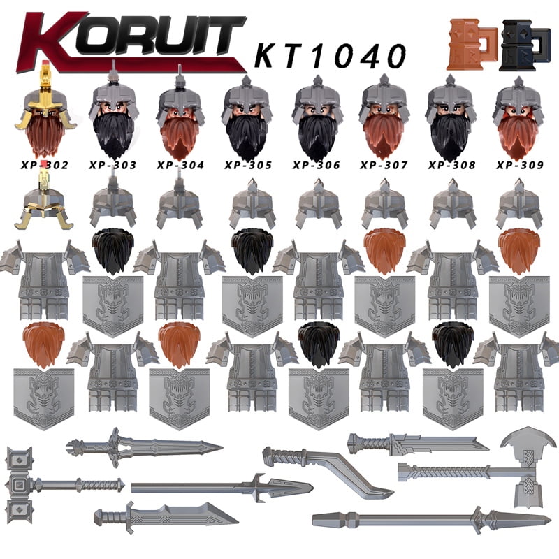 New MOC LOTR Soldier Dwarf Army Figures Armor Guard Warrior Medieval ...