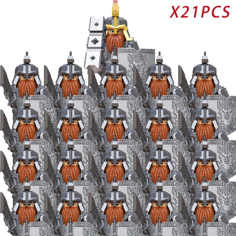 New MOC LOTR Soldier Dwarf Army Figures Armor Guard Warrior Medieval ...
