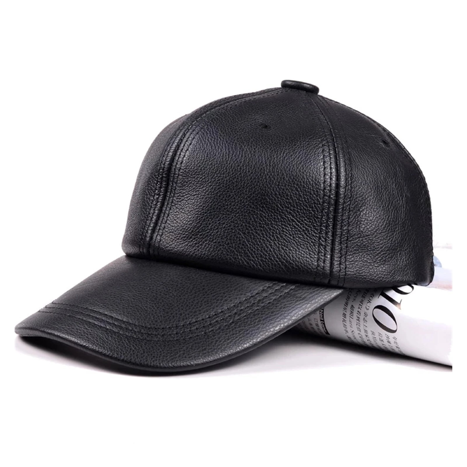 New Male Casual Genuine Leather Baseball Cap For Men Real Cowhide Black/Brown Dad Hats Mens Big ...