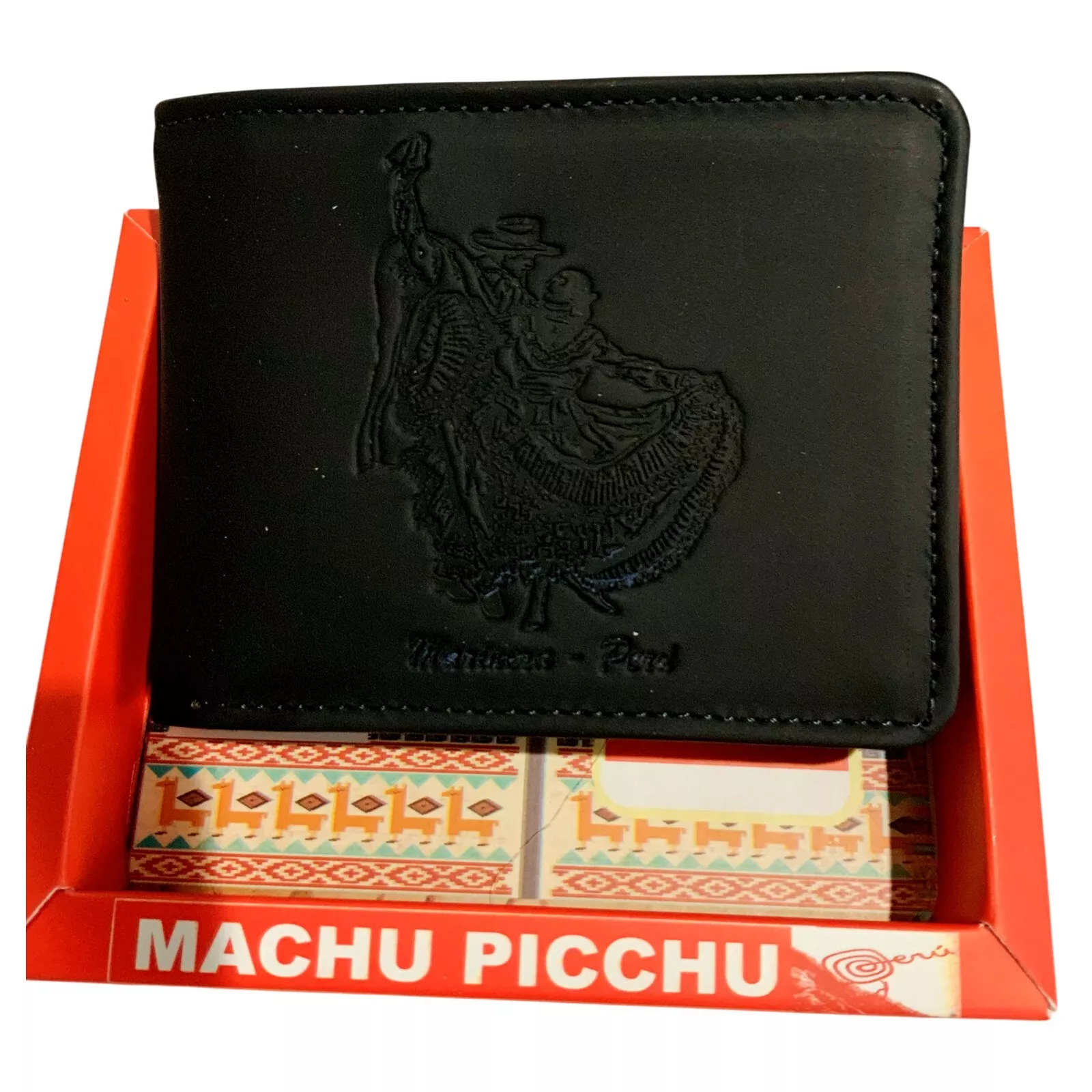 New Marinera Peruvian Dance Peru Men's Embossed Black Leather Bifold ...