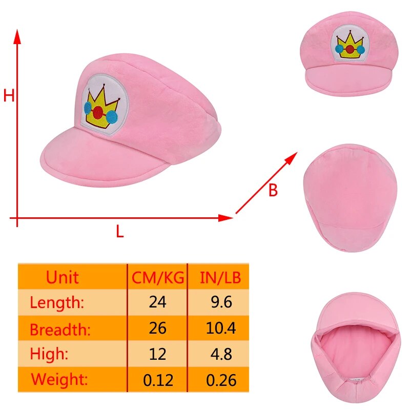 New Mario Luigi Plush Hat Cappy Mushroom Cap Cute Pink Sunscreen Cap ...