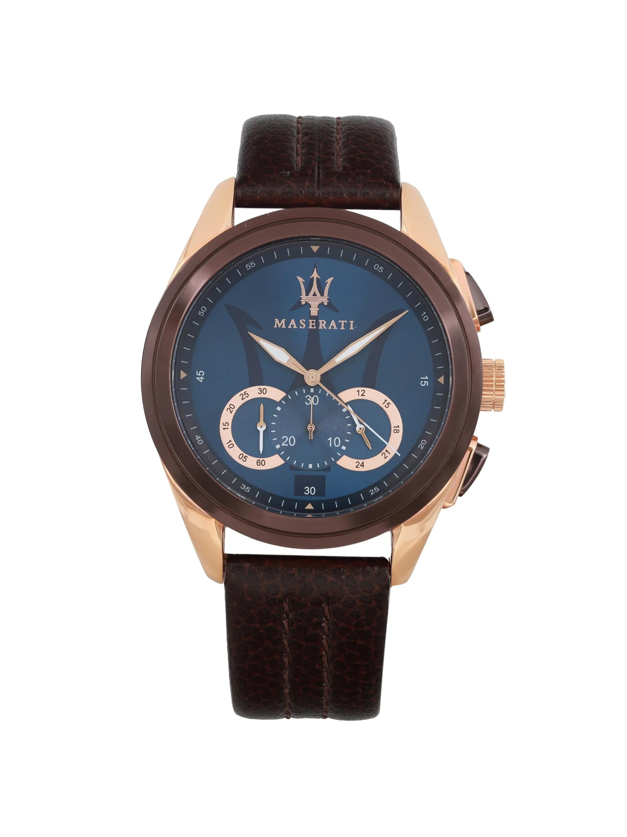 New Maserati Traguardo 45mm Steel Chronograph Blue Dial Men Watch ...