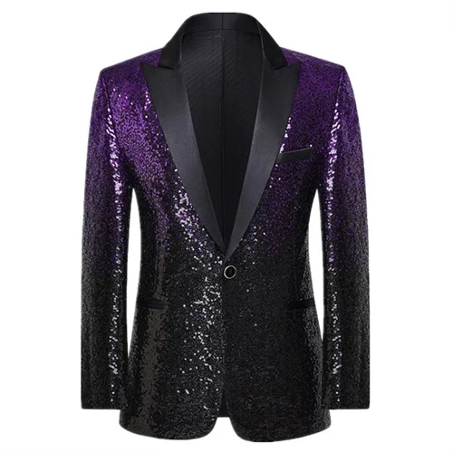 New Men Business Wedding Banquet Luxury Sequin Suit Jacket Singer Stage ...