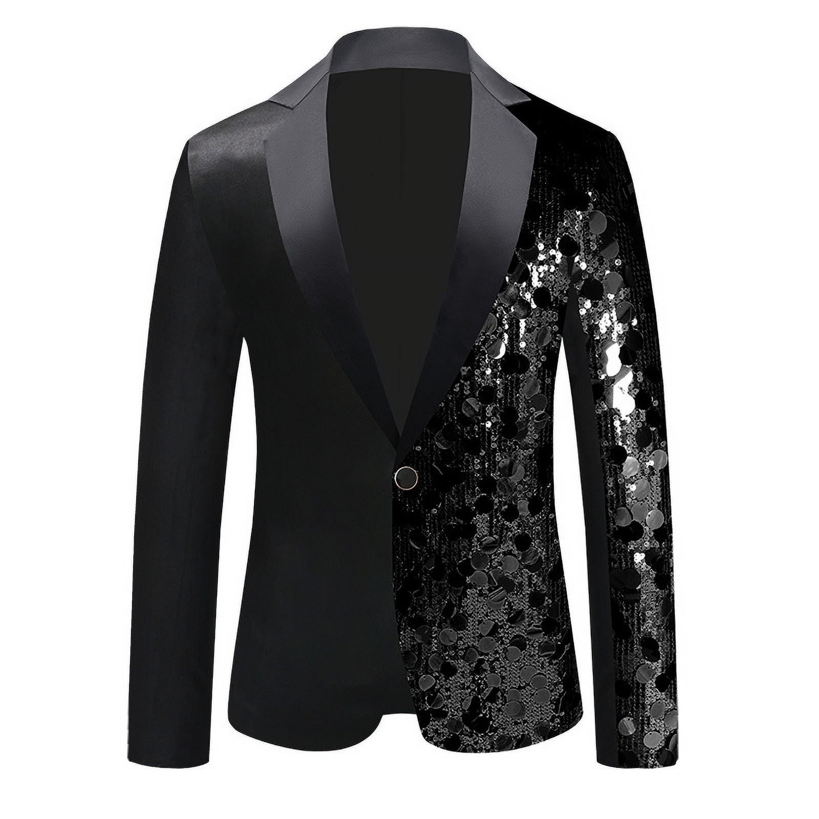 New Men Long Sleeved Sequined Suit Jacket Fashion Singer Host Trendy ...