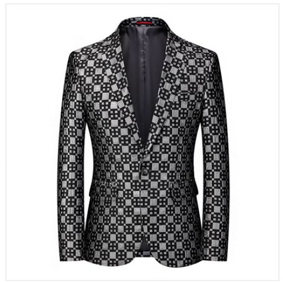 New Men Luxury Jacquard Suit Jacket Classic Black Business Social ...
