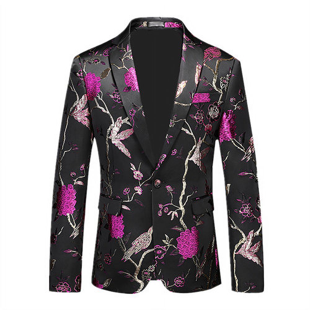 New Men Luxury Jacquard Suit Jacket Classic Black Business Social ...