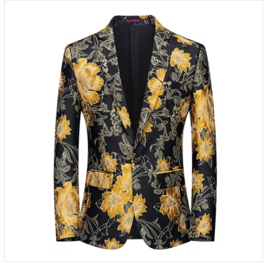 New Men Luxury Jacquard Suit Jacket Classic Black Business Social ...