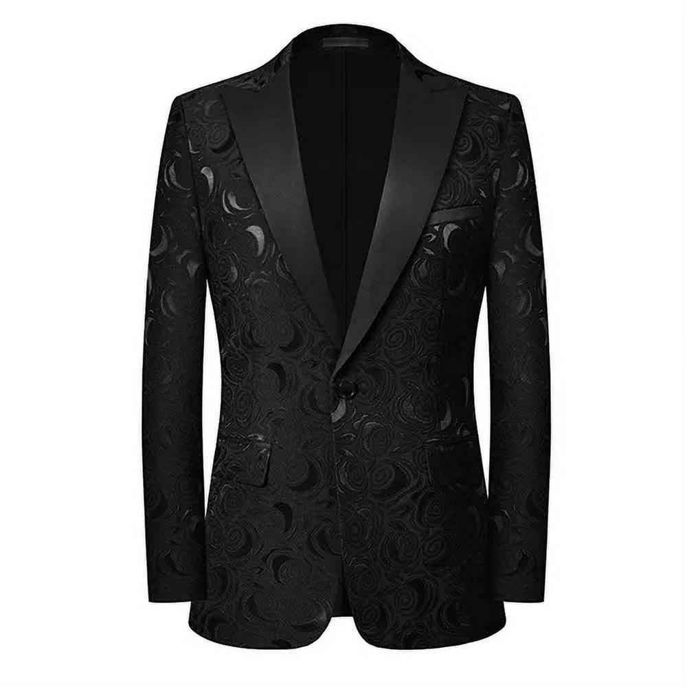 New Men Luxury Jacquard Suit Slim Fit Jacket Red / Black / Navy / White ...