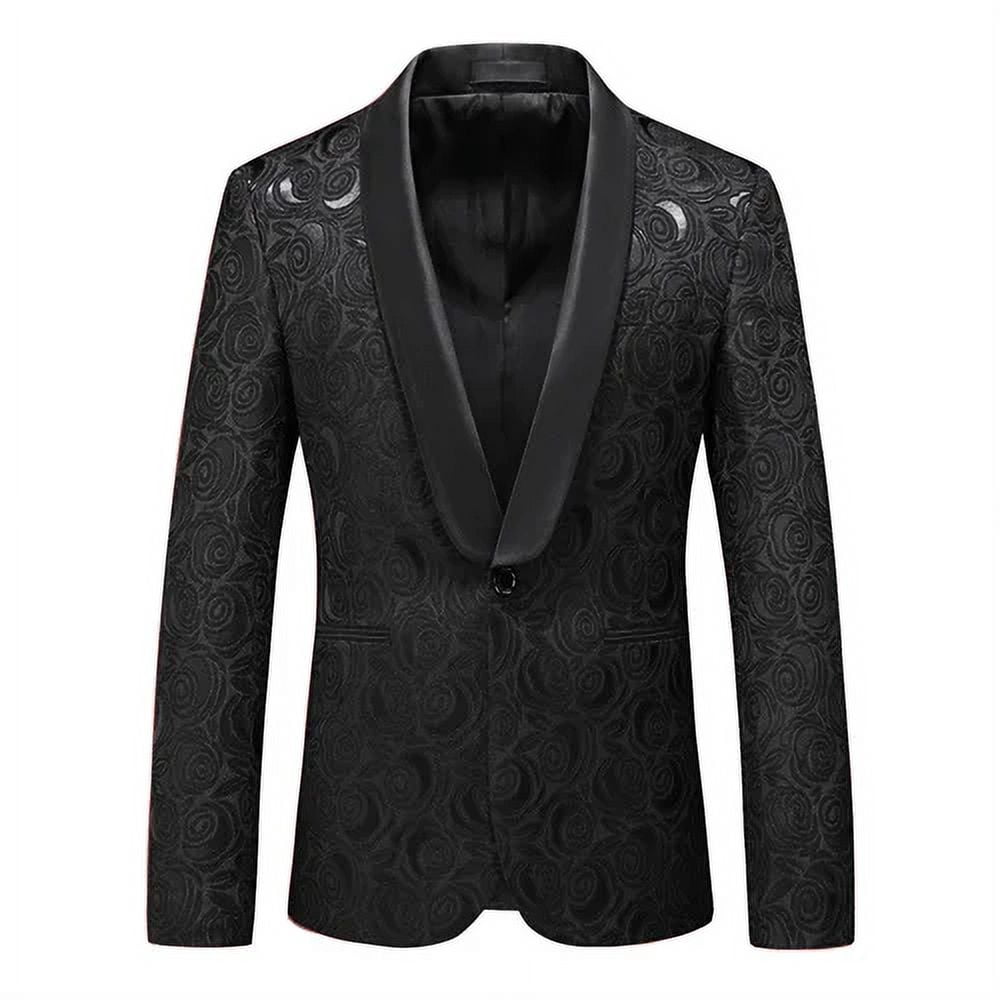 New Men Luxury Jacquard Suit Slim Fit Jacket Red / Black / Navy / White ...