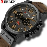 Curren New Watches For Mens Chronograph Leather Wristwatch Fashion Green Male Clock With ...