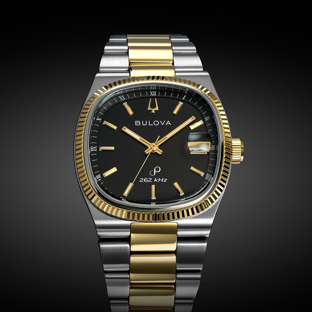 New Men’s Bulova Super Seville Two-Tone Analog Watch with Black Cushion ...