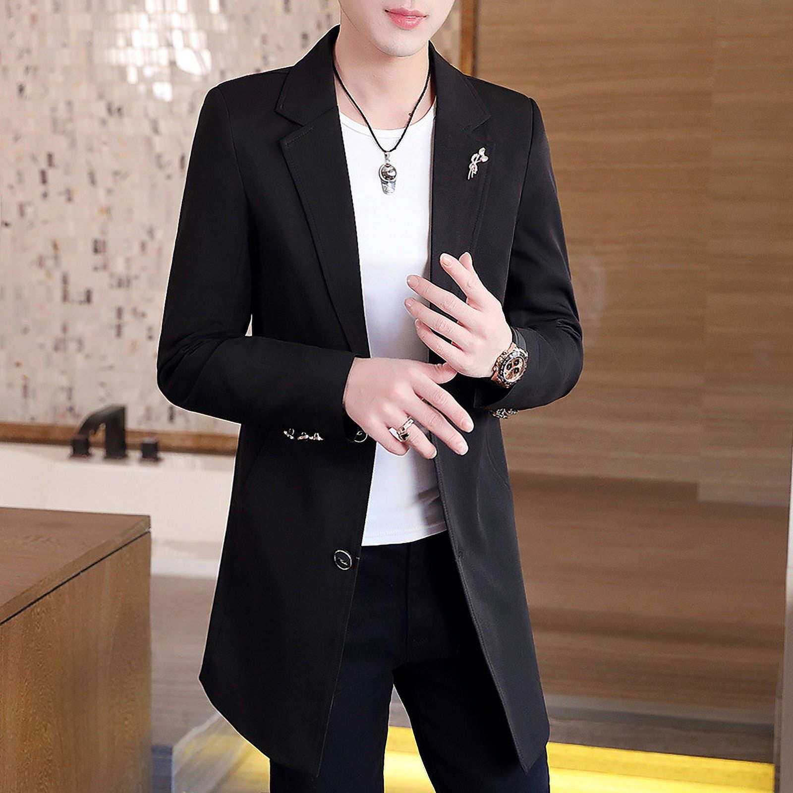 New Men's Business Casual Fashion Urban Korean Trend Slim Solid Color ...