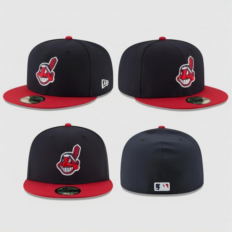 New Men's Cleveland - Indians Navy/Red 59FIFTY Fitted Cap - 5950 ...