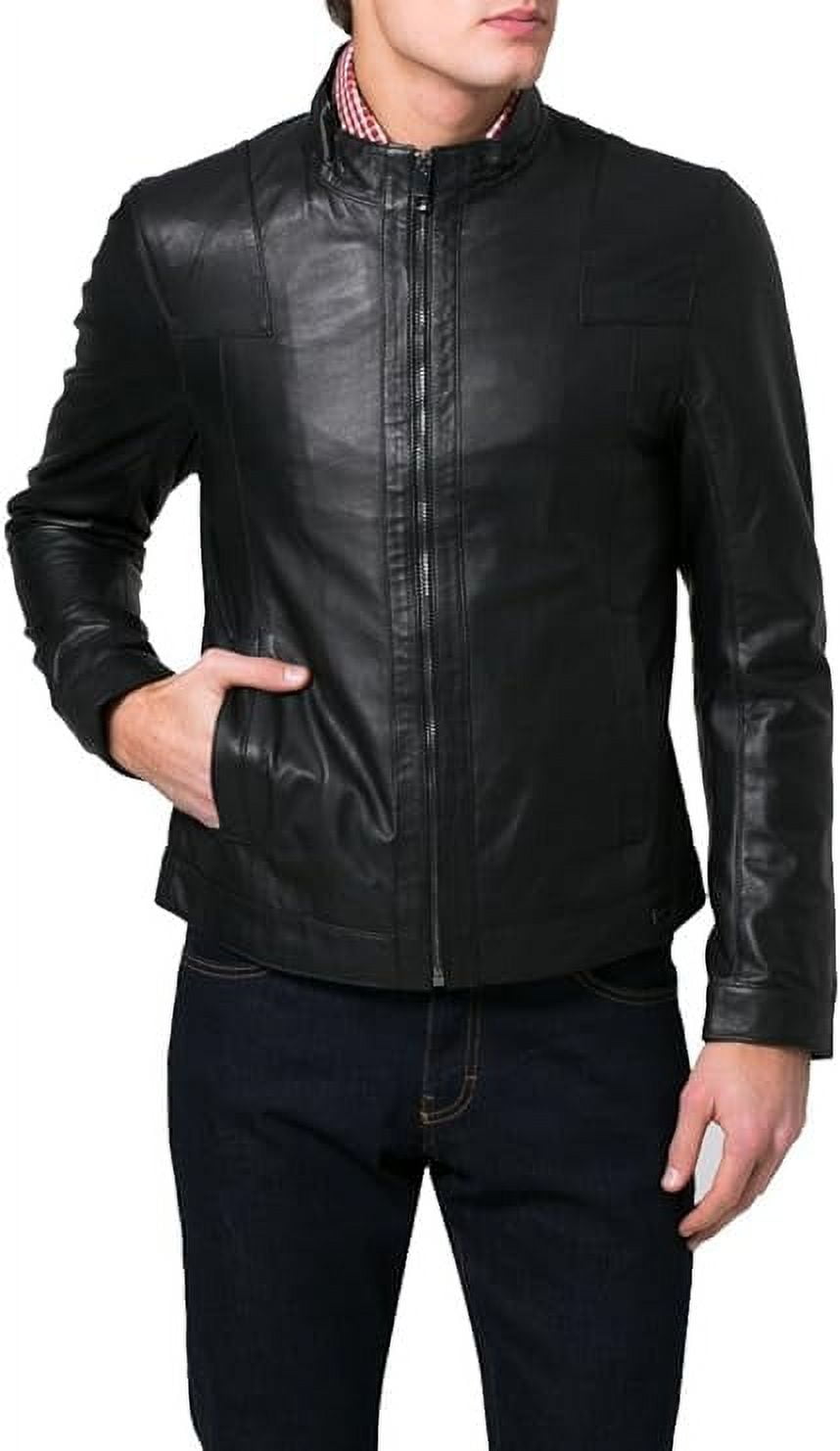 New Men's Genuine Lambskin Leather Jacket Black Motorcycle Biker Jacket ...
