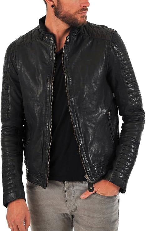 New Men's Genuine Lambskin Leather Slim Fit Biker Motorcycle Jacket For ...