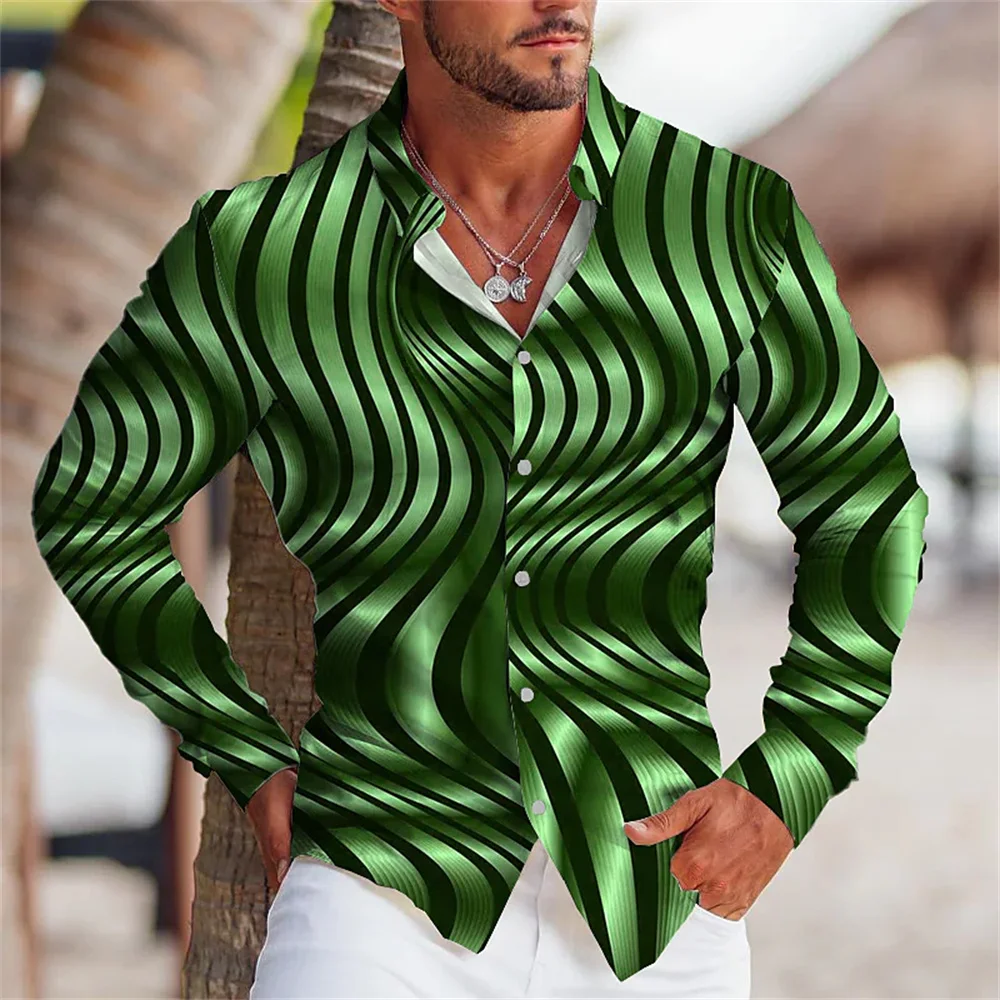 New Men's High Quality Luxury Prom Fashion Social 3D Line Graph Print ...