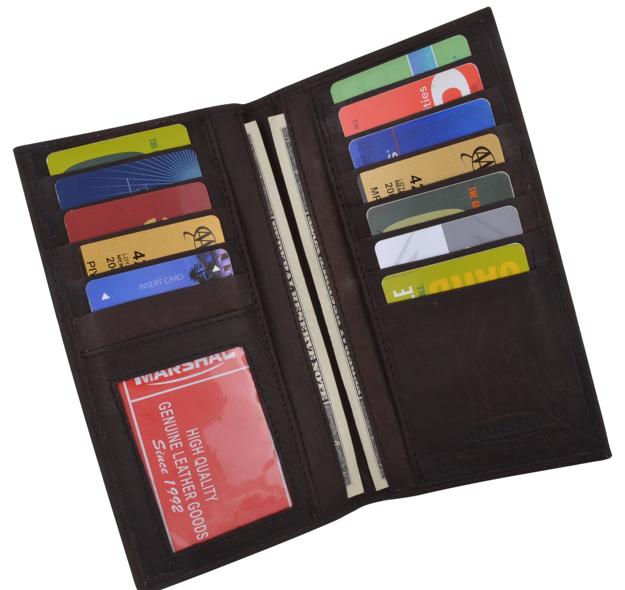 New Men's Leather Long Wallet Pockets ID Card Clutch Bifold Purse ...