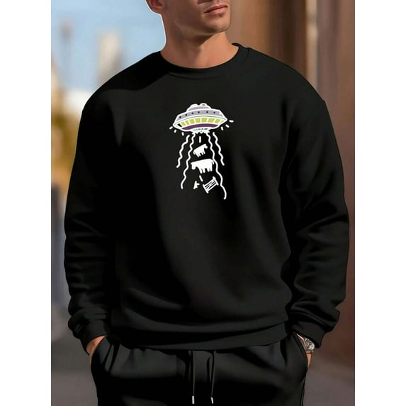 New Men's Printed Round Neck Sweatshirt, Soft And Comfortable, Men's ...
