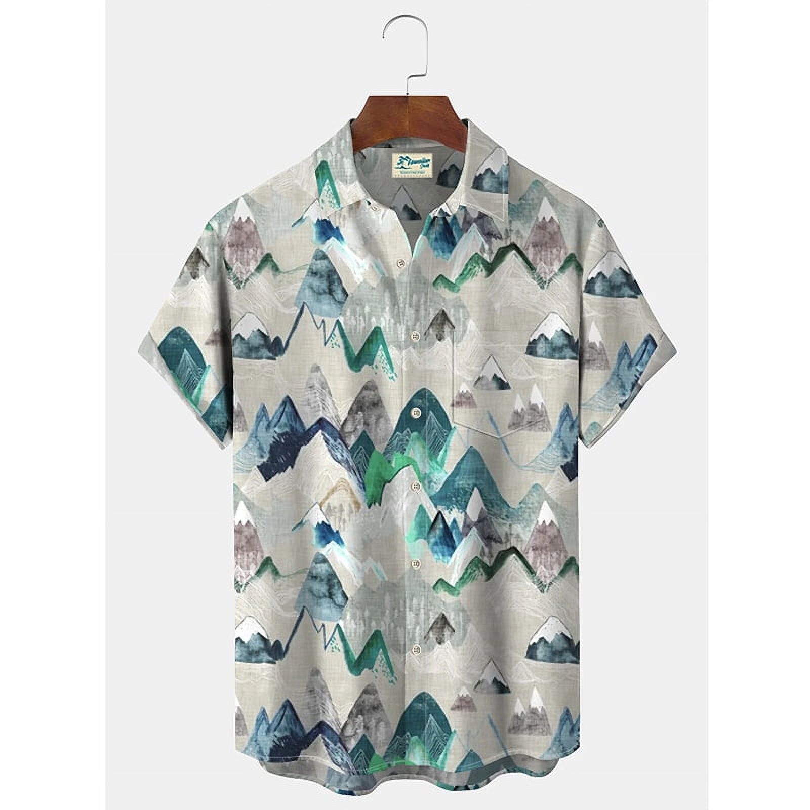 New Men's Shirt Rivers and Peaks Print Short Sleeve Cuban Style ...