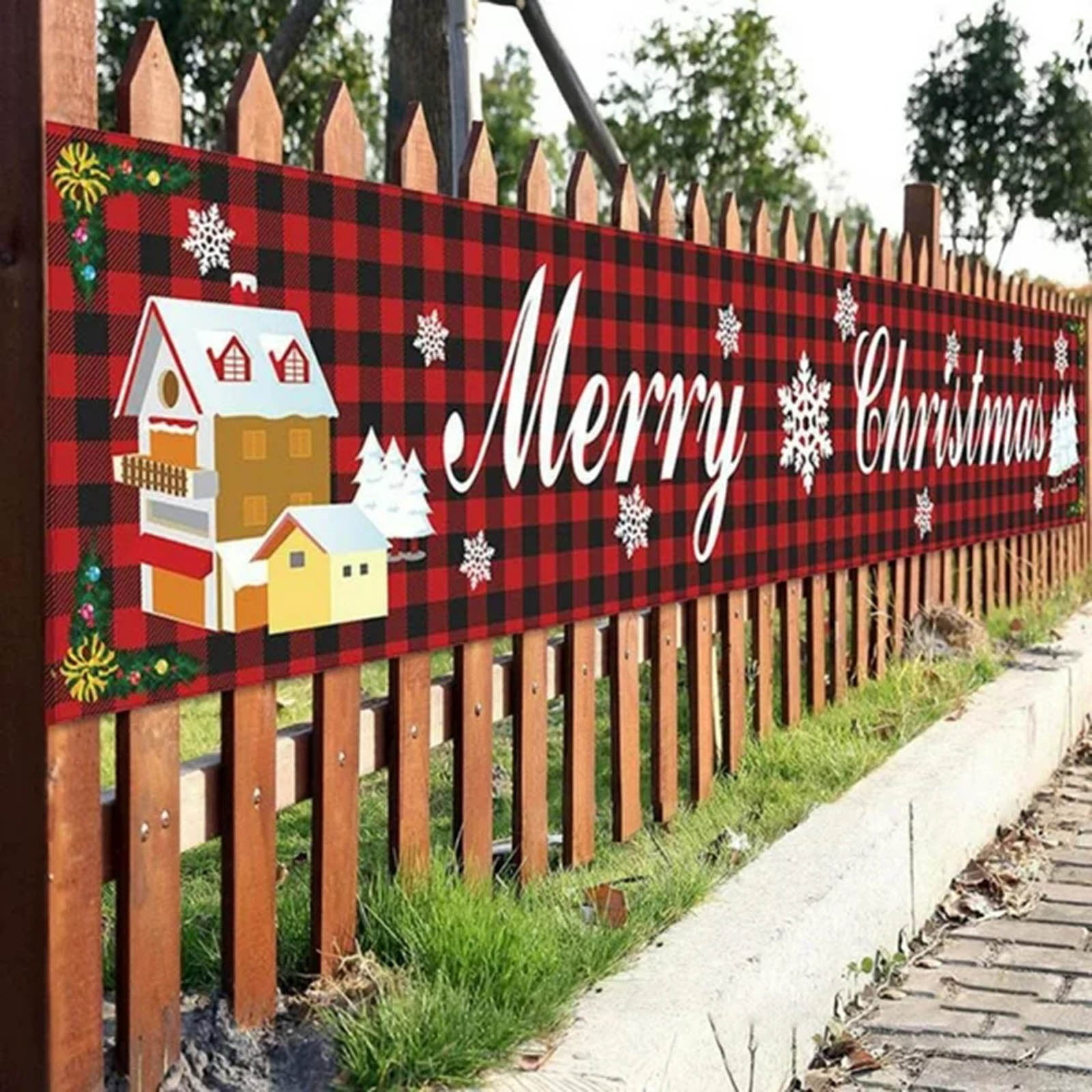 Merry Christmas Banner Outdoor Yard Decorations Large Red Christmas ...