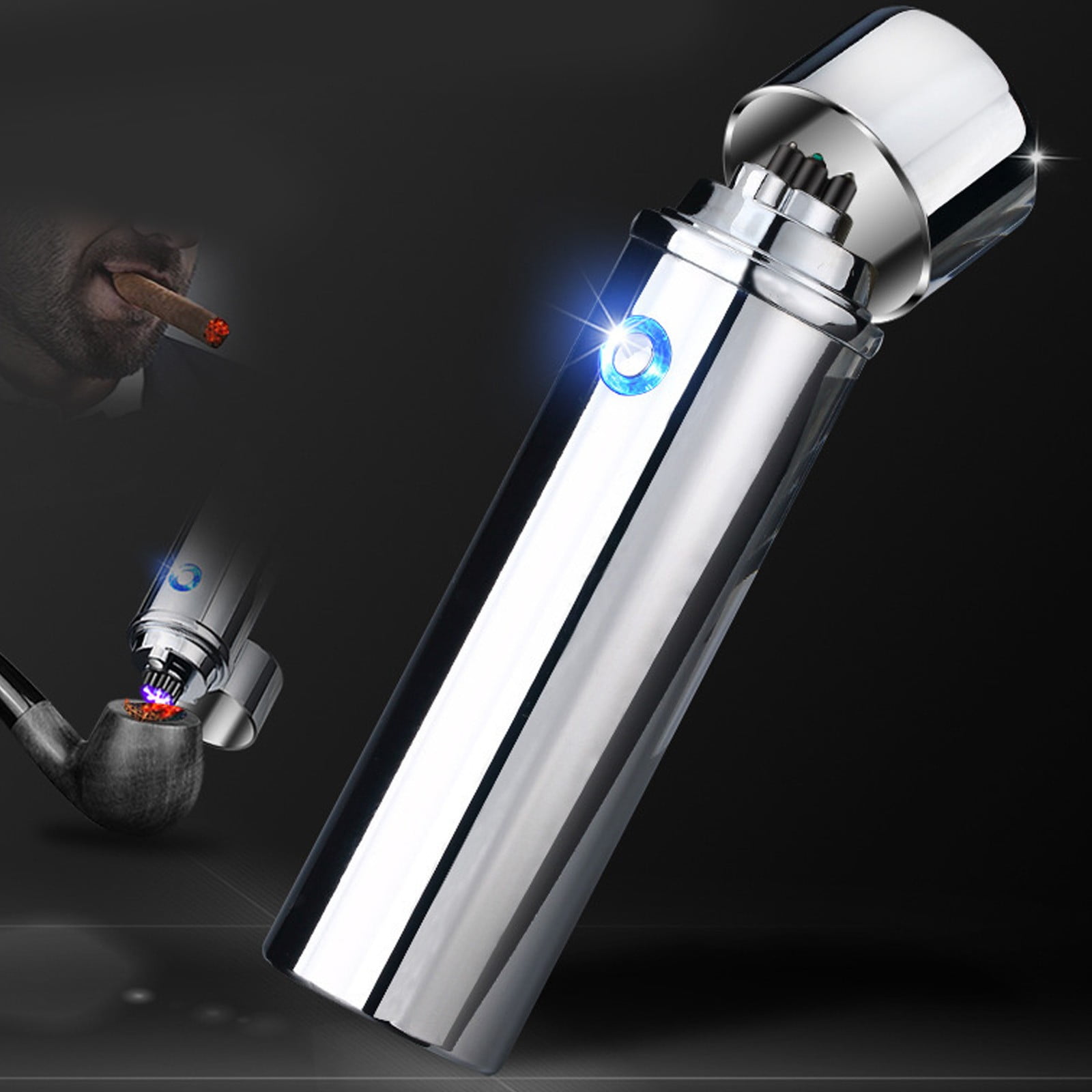 New Metal Creatives Lighter With Lights, Pipe Cigars Personalized USB ...
