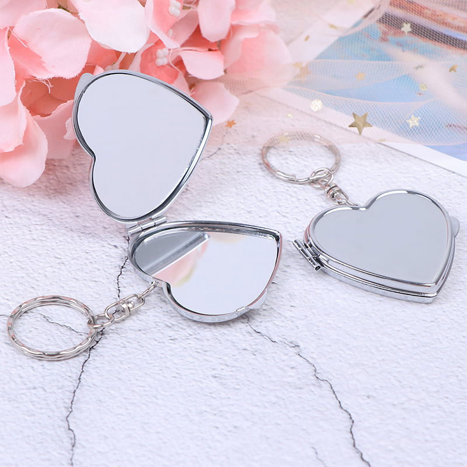 New Metal Folding Mirror Key Ring Keychain Portable Compact Cosmetic ...