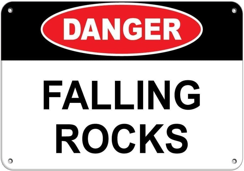 New Metal Sign Aluminum Sign Danger Falling Rocks Hazard Sign ...